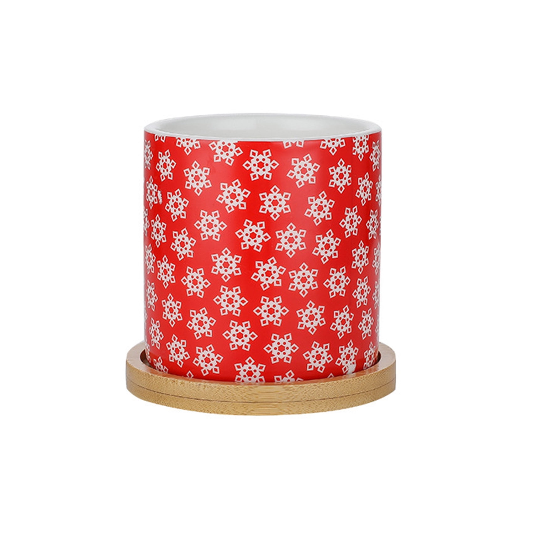 Red Ceramic Small Flower Pots Planters with Drainage Hole and Tray for ...