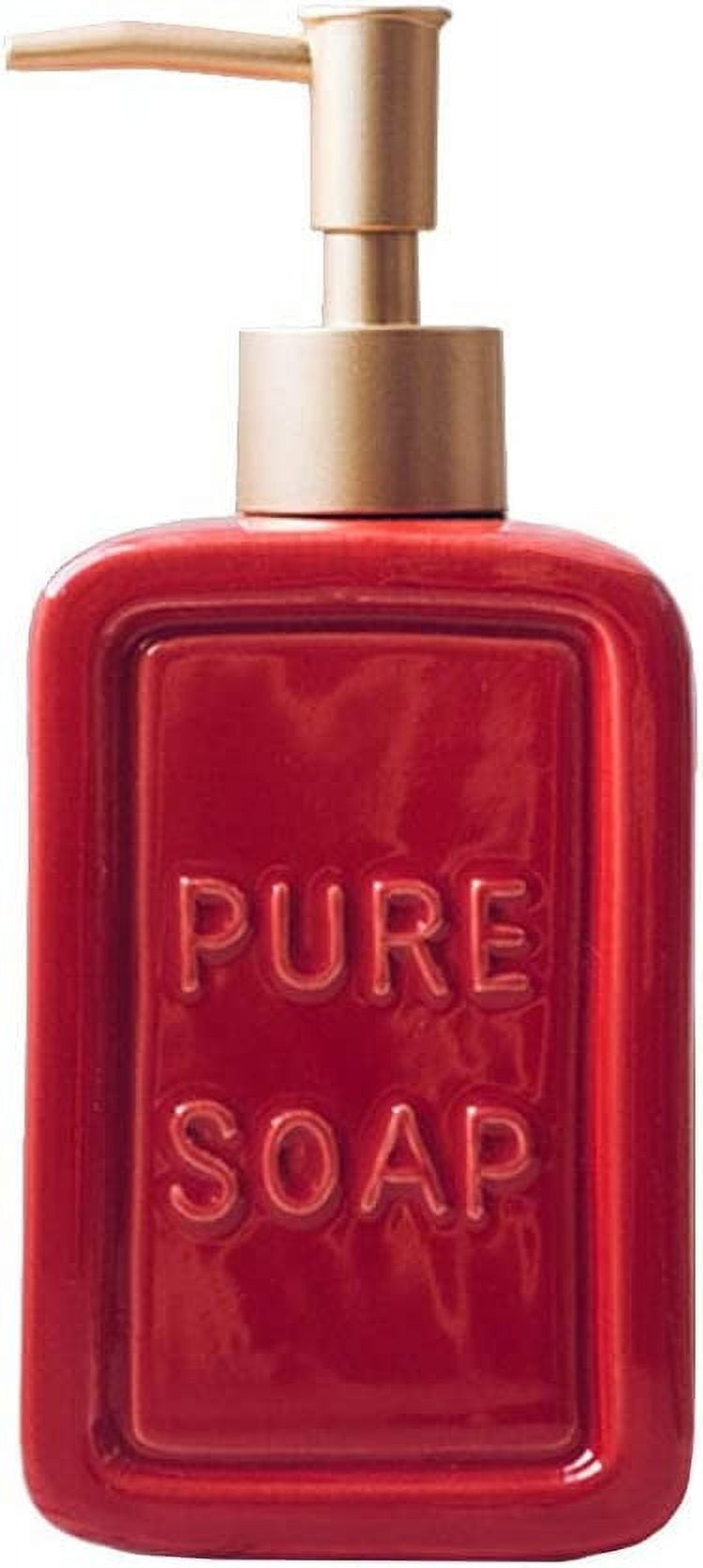 Red Ceramics Retro Soap Dispenser Soap Bottle Lotion Bottle with Pump ...