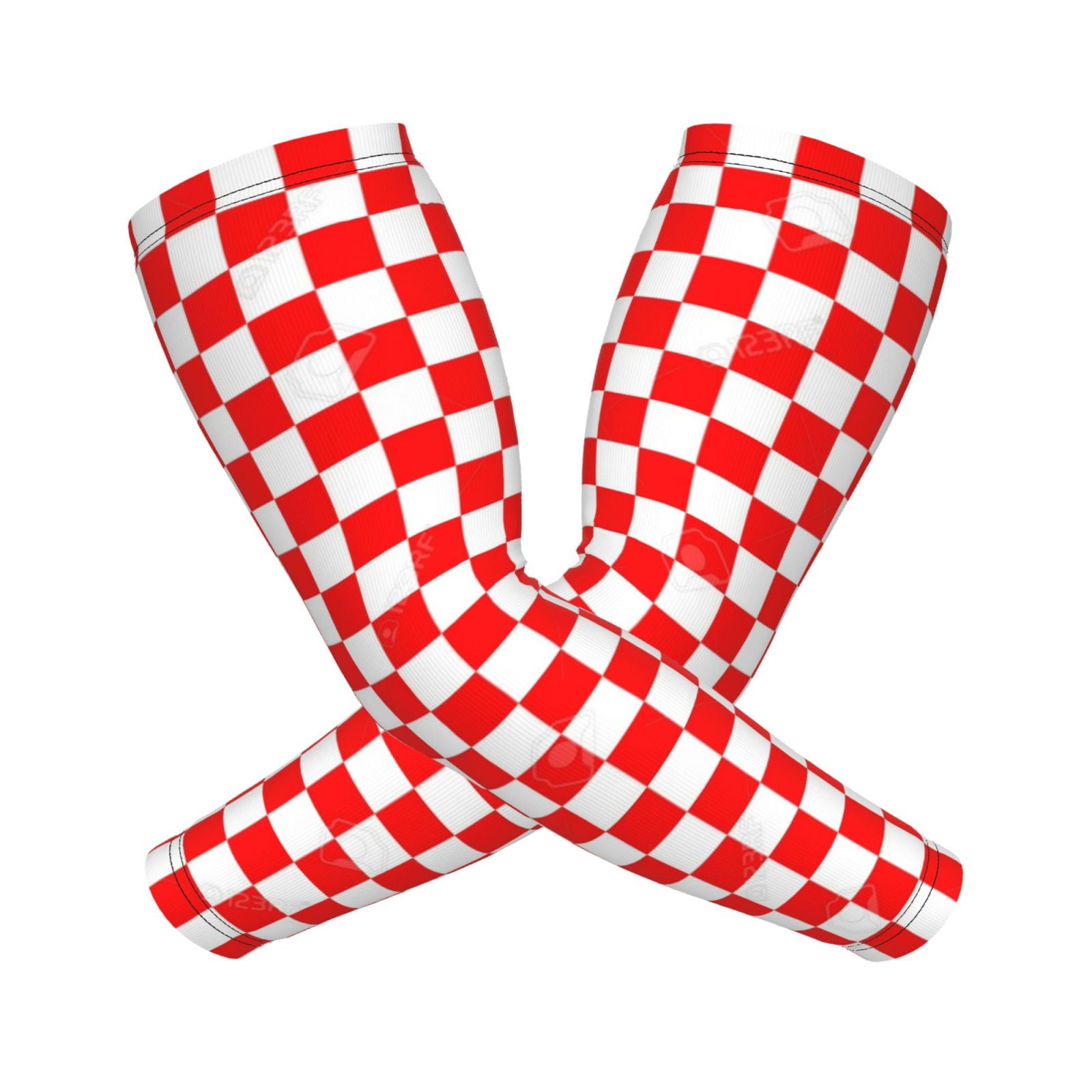 Red Checkerboard Pattern Arm Sleeves For Men And Women Compression Sun ...