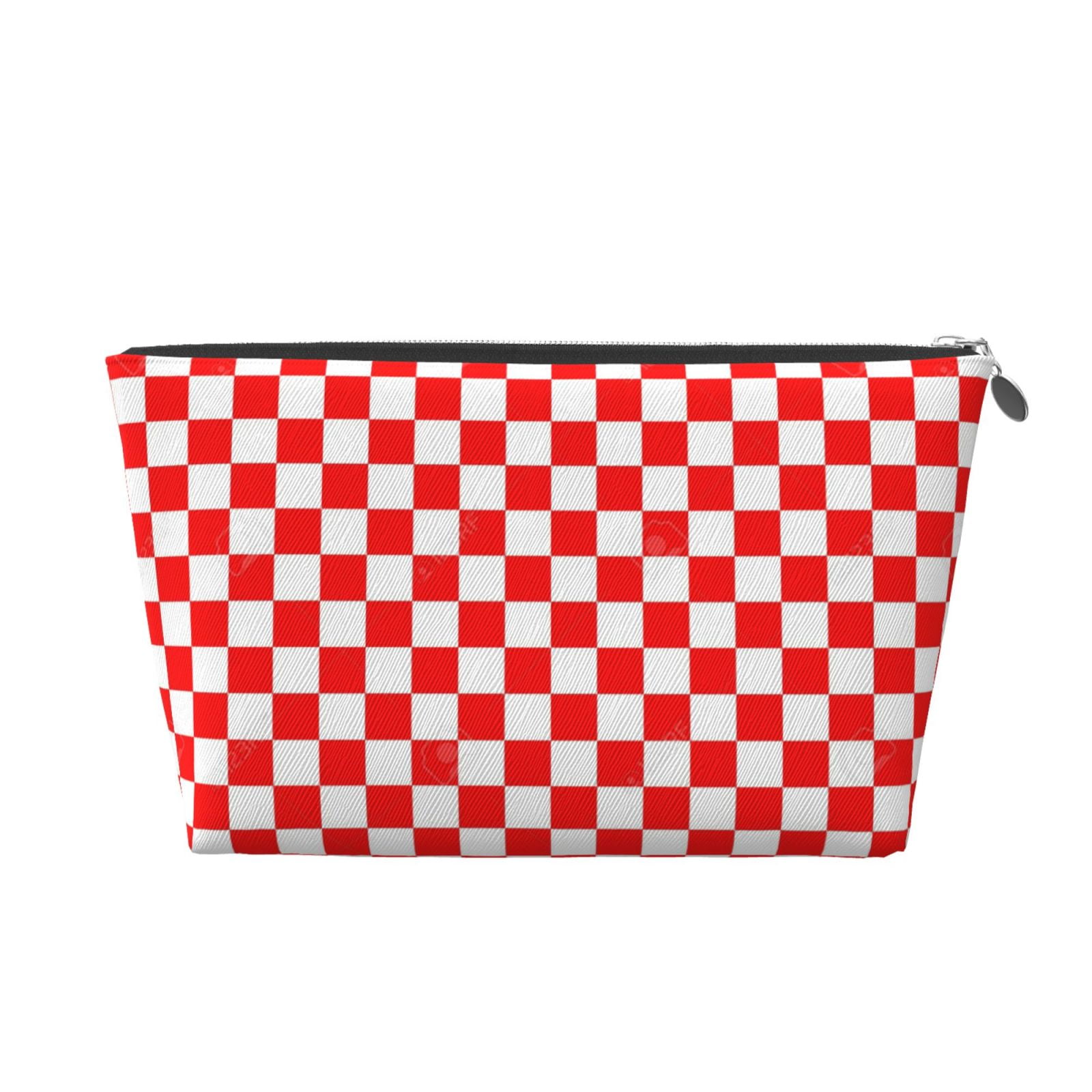 Red Checkerboard Pattern Handbag Purse Tote Organizer Zipper Closure ...