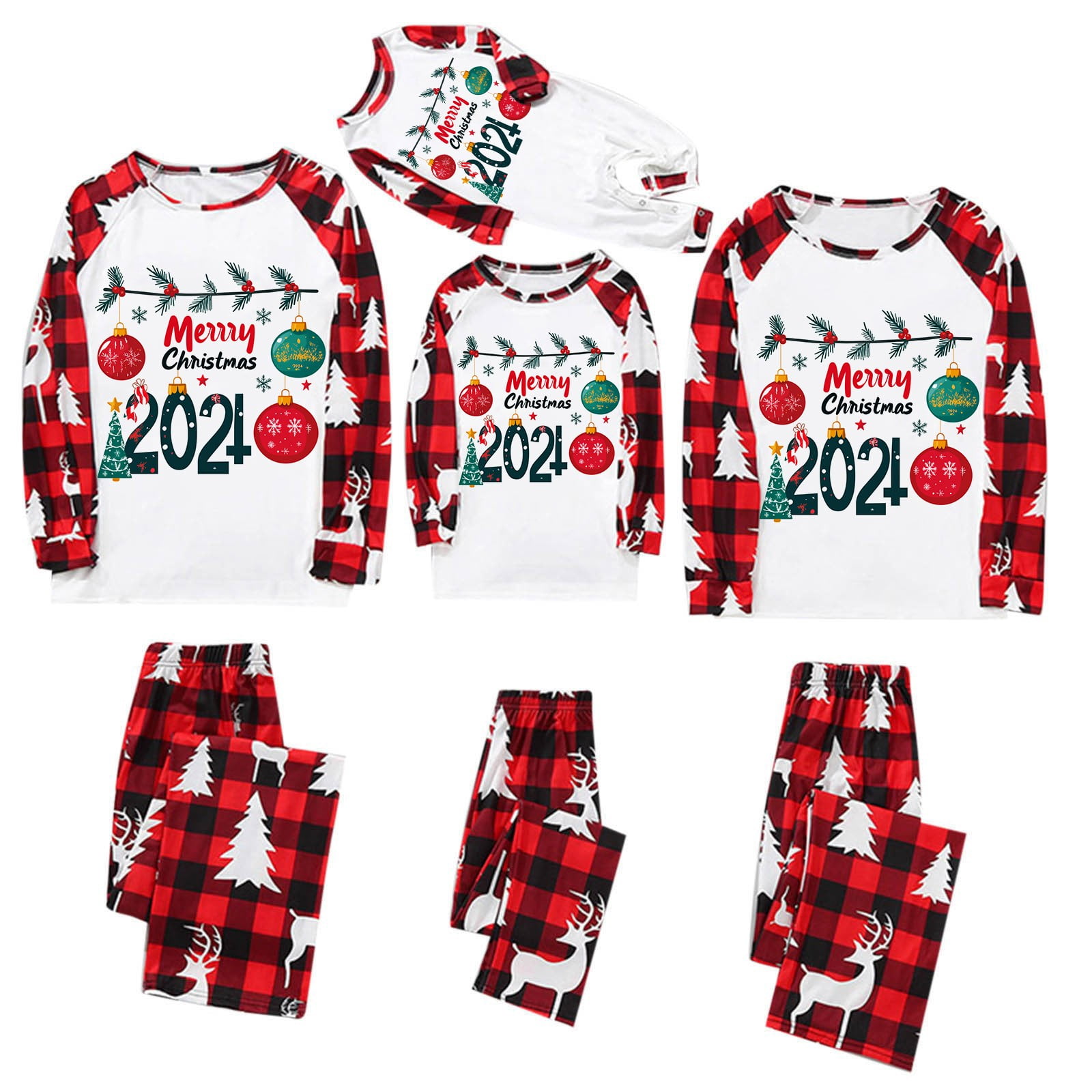 Red Checkered Shirt Christmas Family Pajamas Matching Sets, Harmony ...