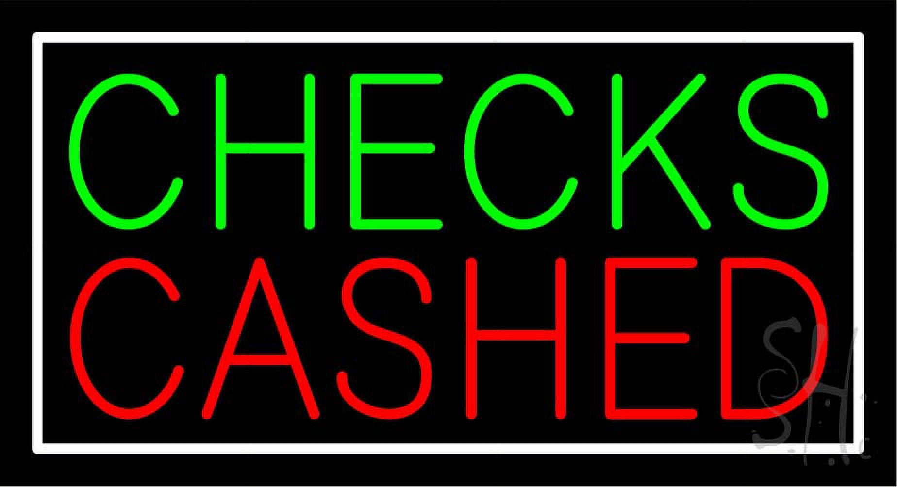 Red Checks Cashed Blue Border LED Neon Sign 13 x 24 - inches, Black ...