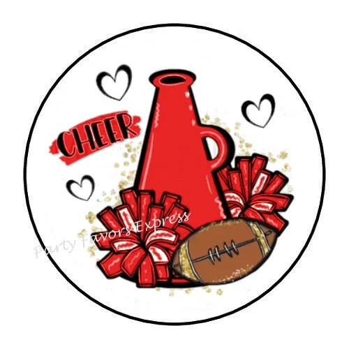 Red Cheer Megaphone Cheerleading Football Stickers Favors Phone Decal ...