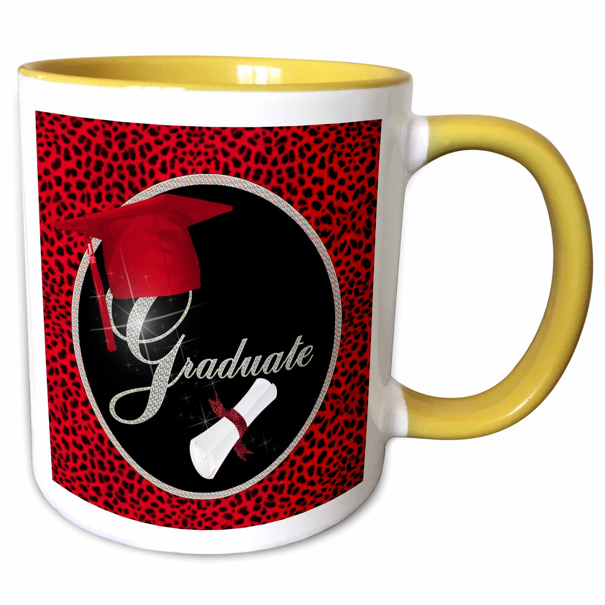 Red Cheetah Print Graduation Cap with Diamond Bling for the Graduate ...