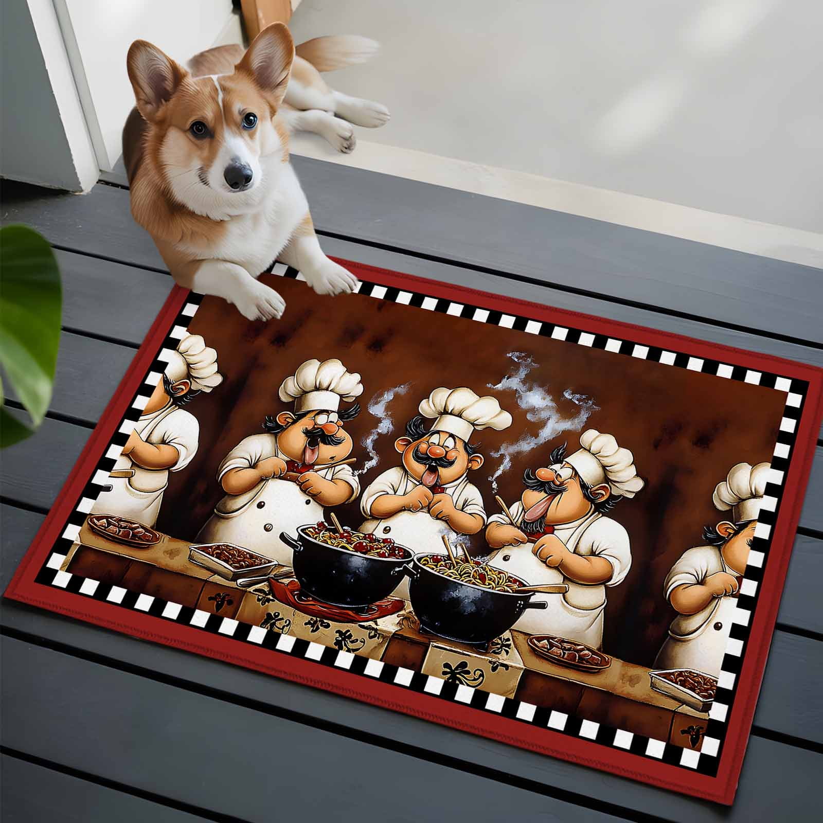 Red Chef Bathroom Mat 2x3 FT, Non Slip Small Kitchen Mat, Kitchen ...