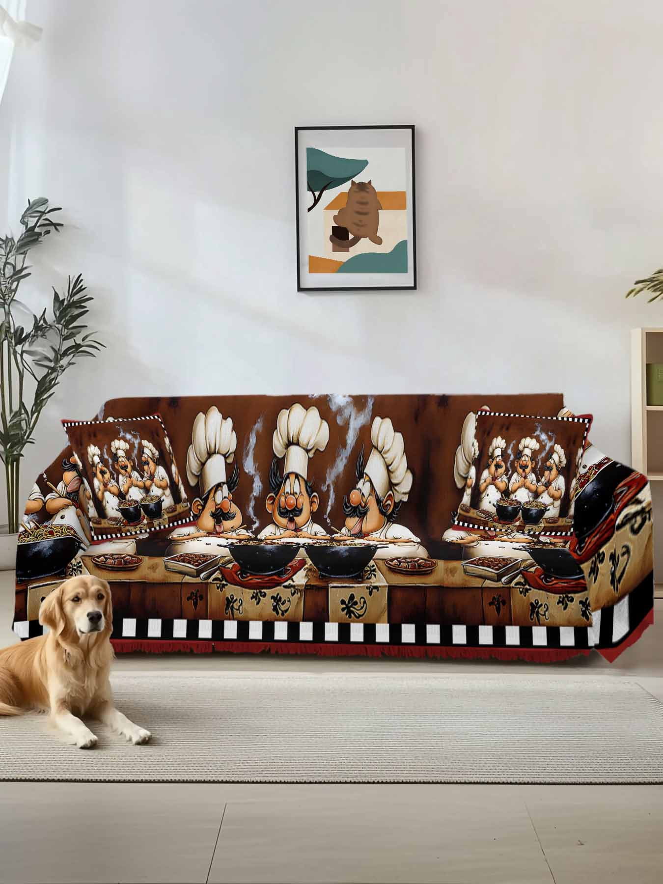 Red Chef Couch Cover Sofa Covers 3 Cushion Sectional Couch, Kitchen ...