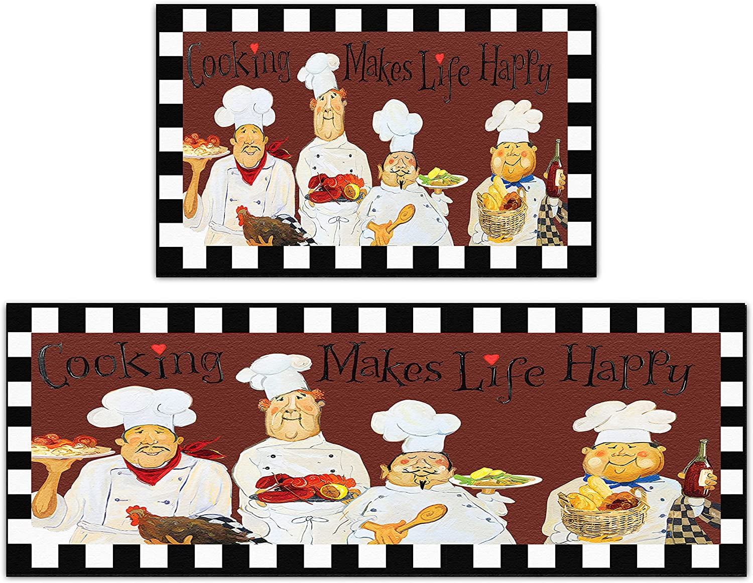 Red Chef Kitchen Rugs and Mas Set of 2 Farmhouse 2/5 Inch Thick ...