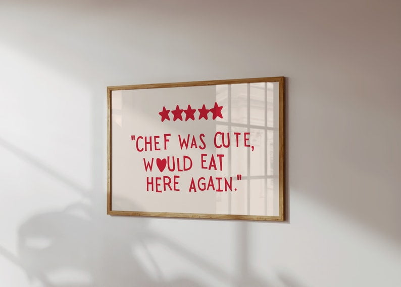 Red Chef Poster, Minimalist Cooking Wall Art, Aesthetic Kitchen Decor ...