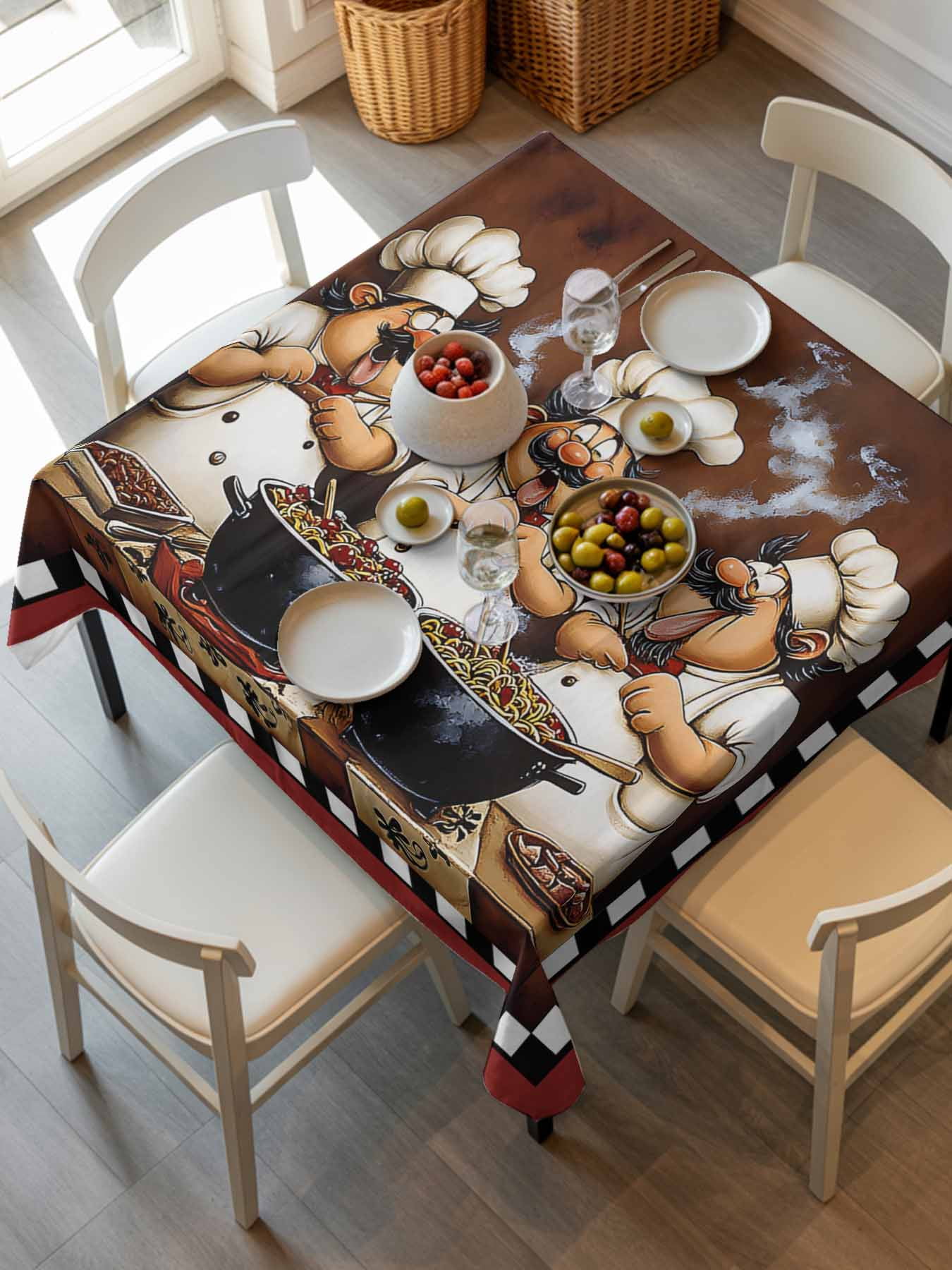 Red Chef Tablecloth Square Table Cloth 60x60, Waterproof Outdoor Table ...
