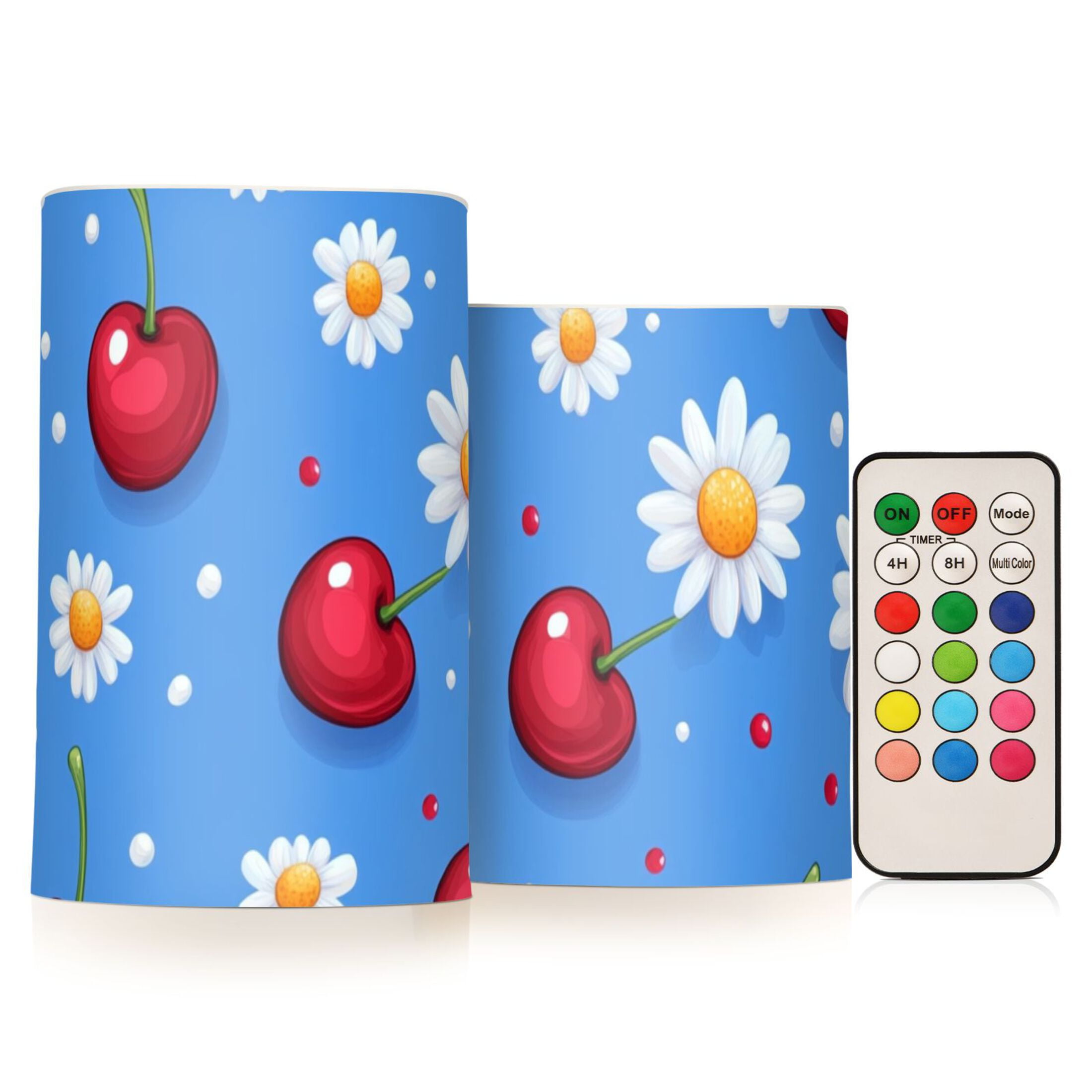 Red Cherries and White Daisies Flickering Flameless Candles Battery ...
