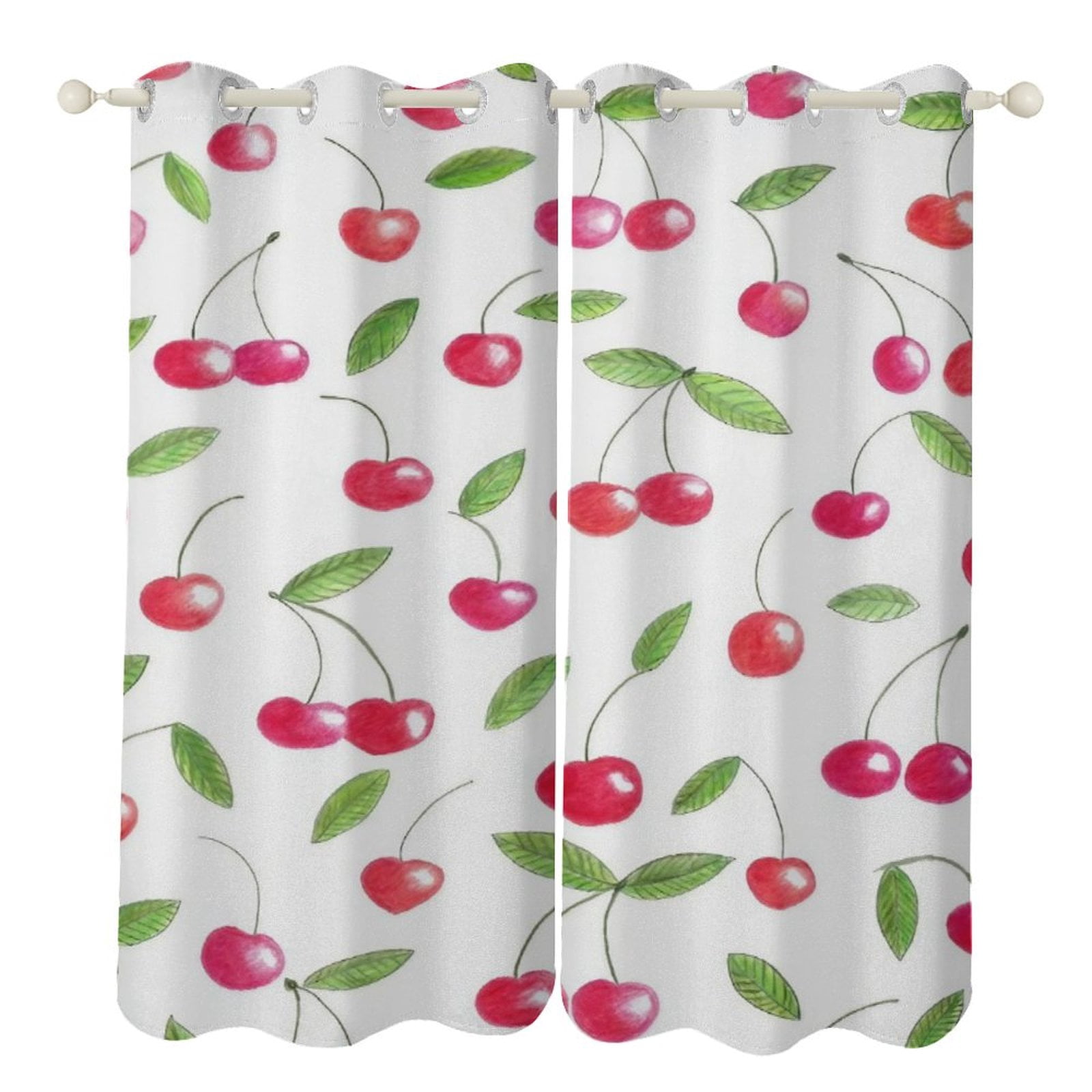 Red Cherry 2 Panels Curtains for Bedroom Living Room Drapes Kitchen ...