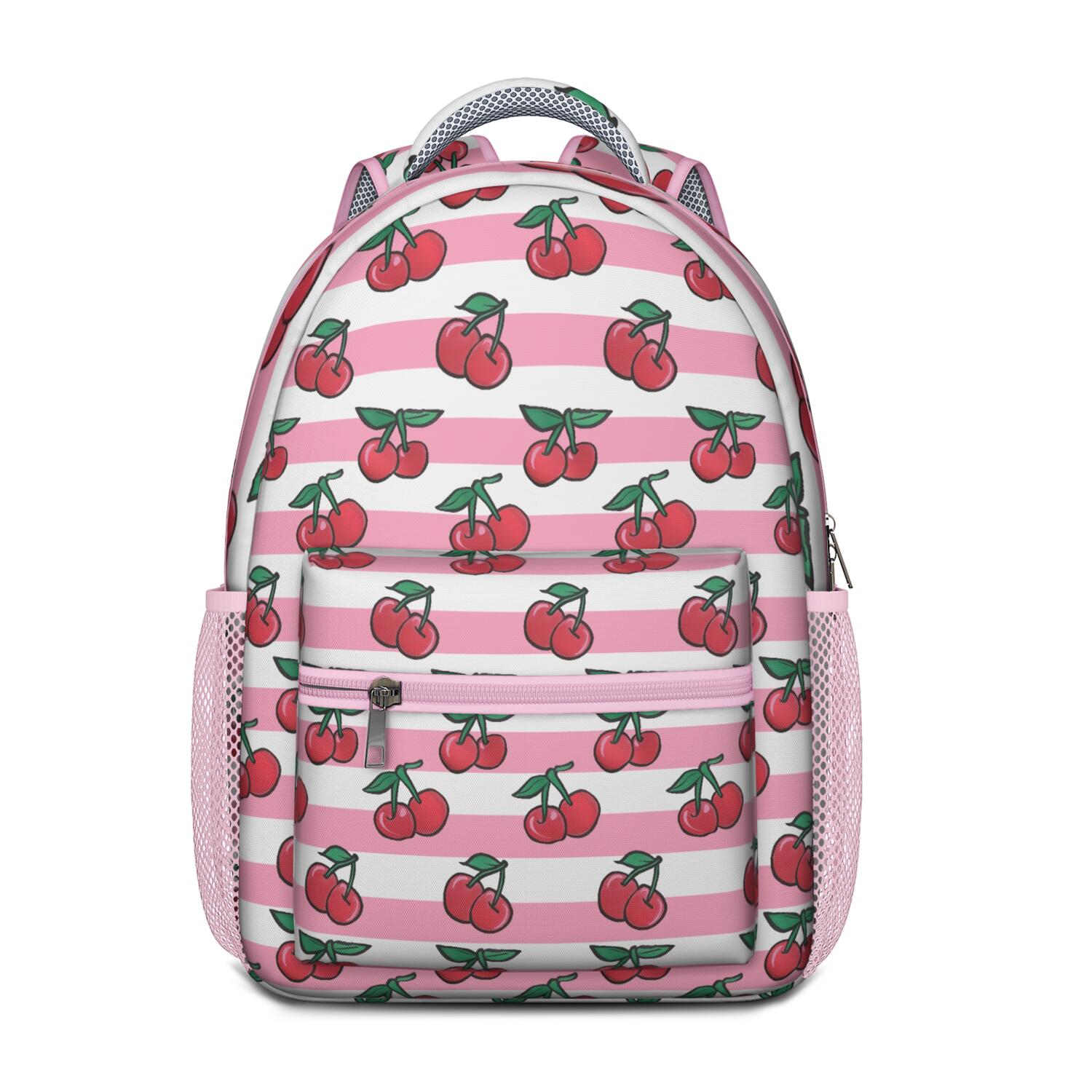 Red Cherry Art Print Stylish School Bag - Ergonomic Waterproof Backpack ...