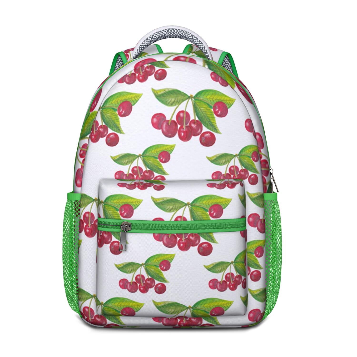 Red Cherry Art Print Stylish School Bag - Ergonomic Waterproof Backpack ...