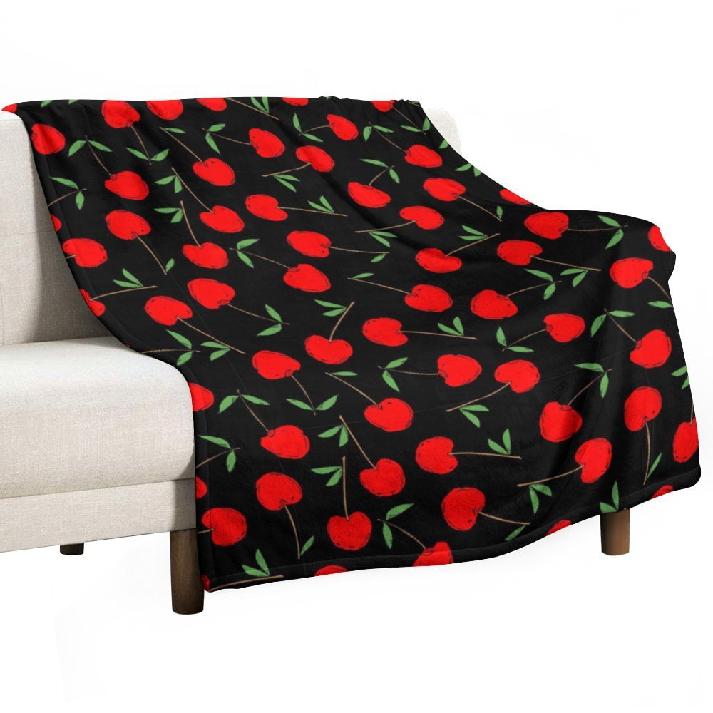 Red Cherry Blanket, Gift Throw Blanket for Sofa Couch Chair Bed Office ...