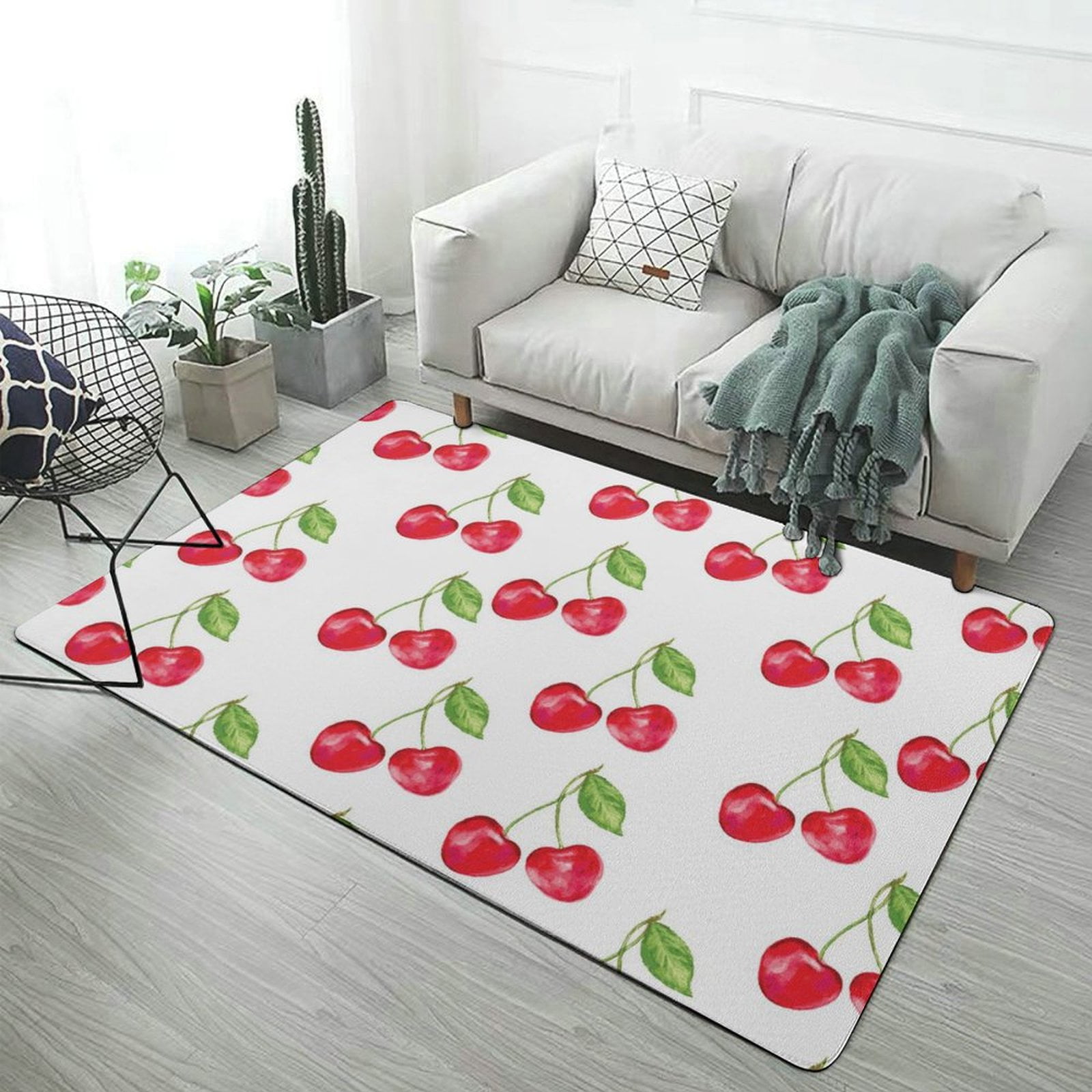Red Cherry Carpet Style Living Room Bedroom Rug Modern 3d Entry Door ...