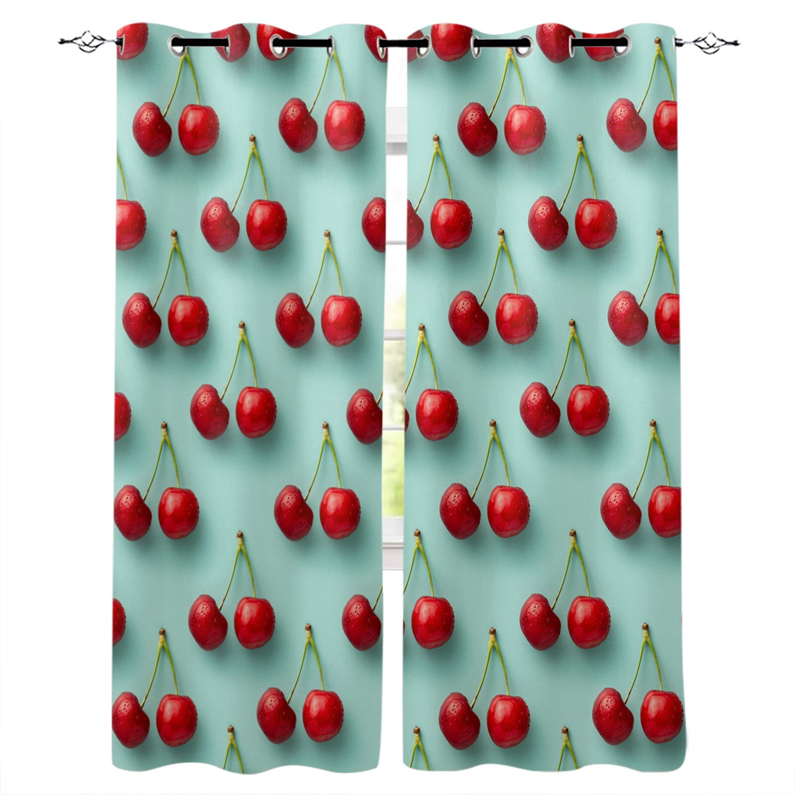 Red Cherry Fruit Window Interior Curtain Valance Door Room Drape for ...