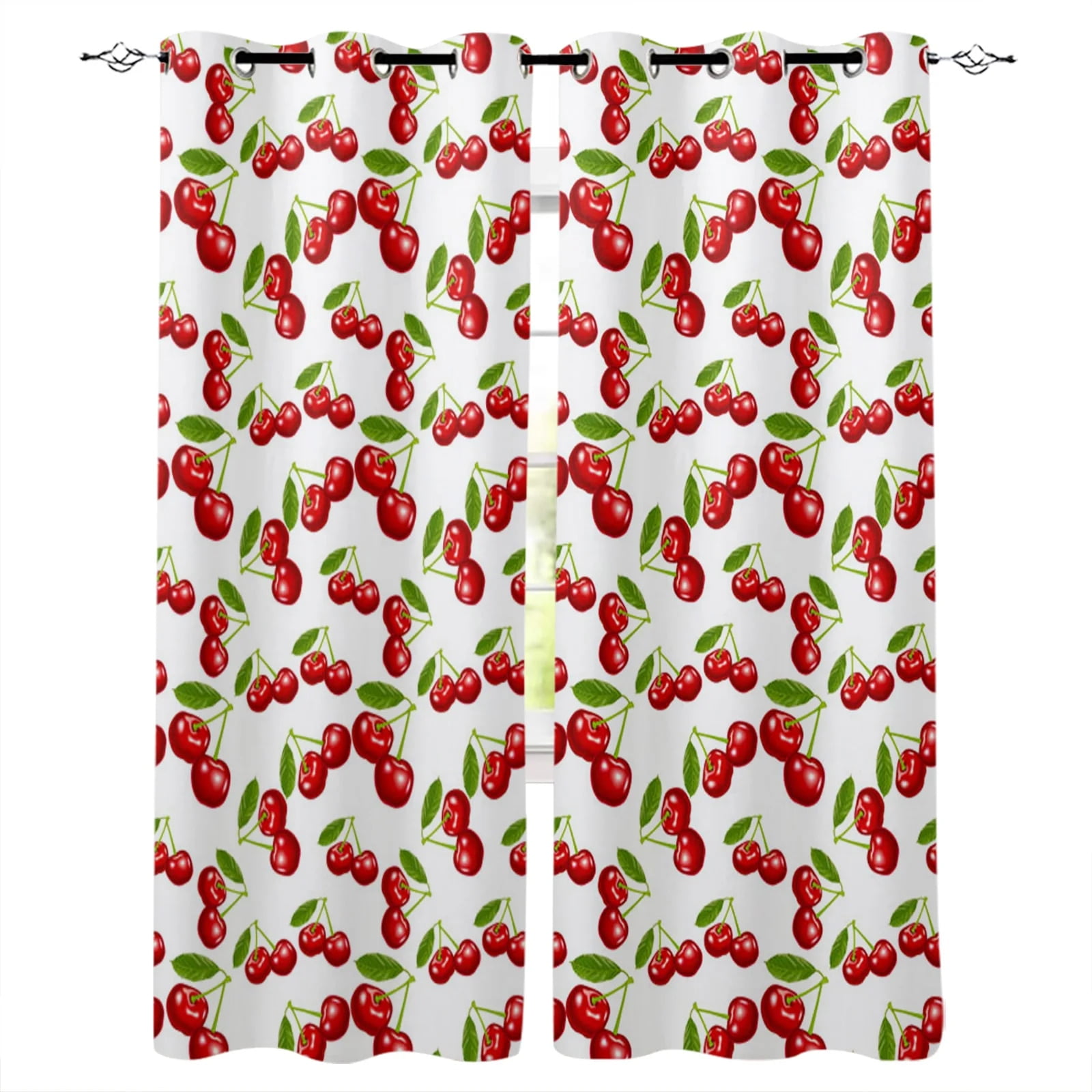 Red Cherry Fruit Window Interior Curtain Valance Door Room Drape for ...