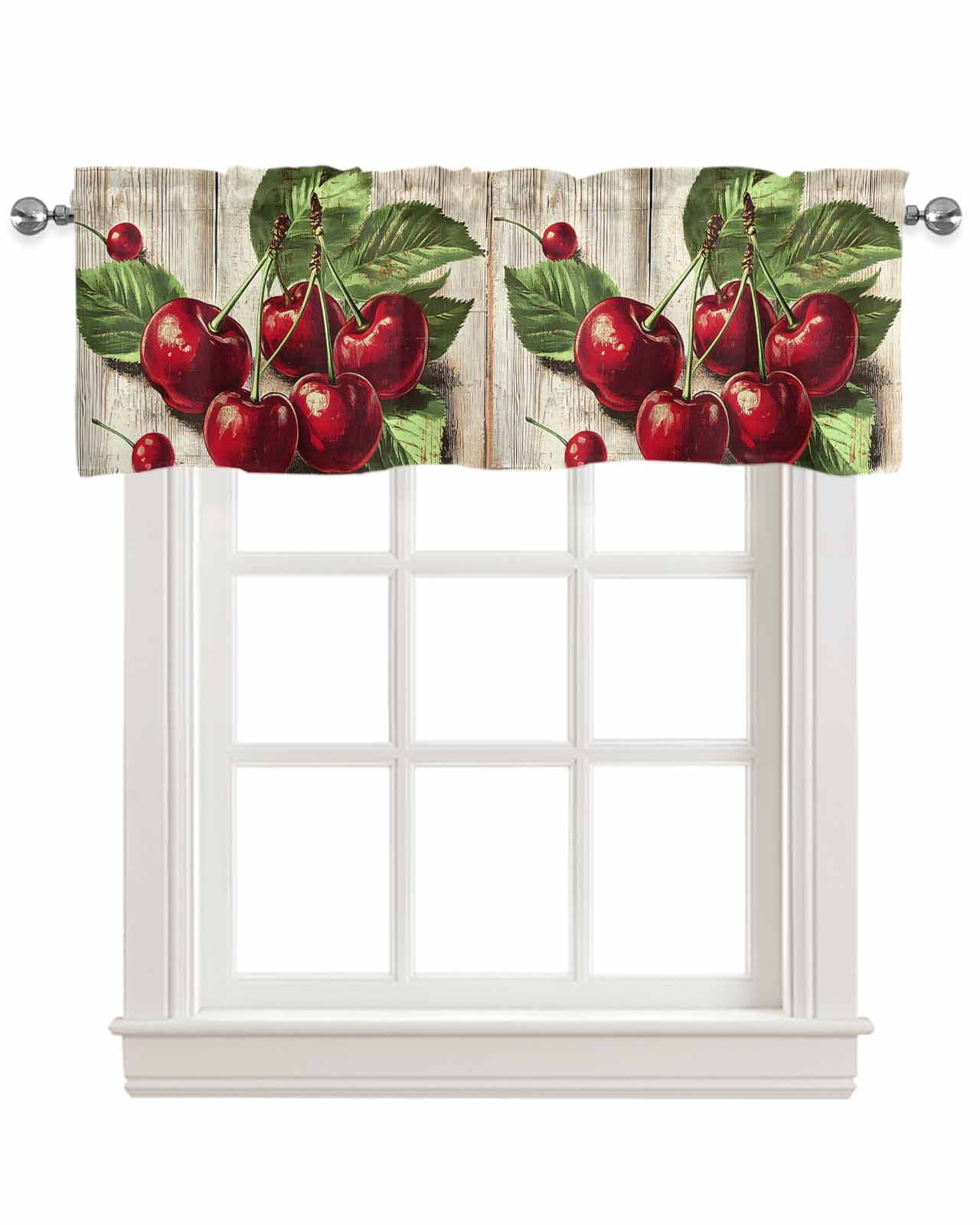 Red Cherry Kitchen Valances for Windows Farmhouse Linen Window Valance ...