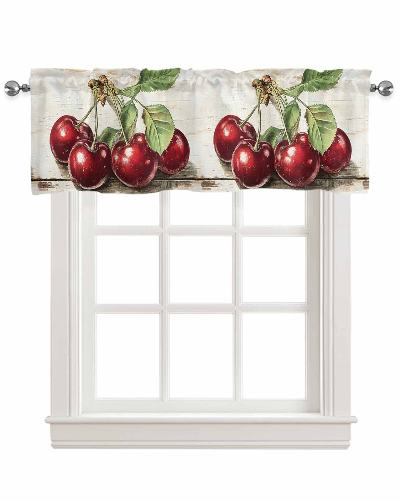 Red Cherry Kitchen Valances for Windows Farmhouse Linen Window Valance ...
