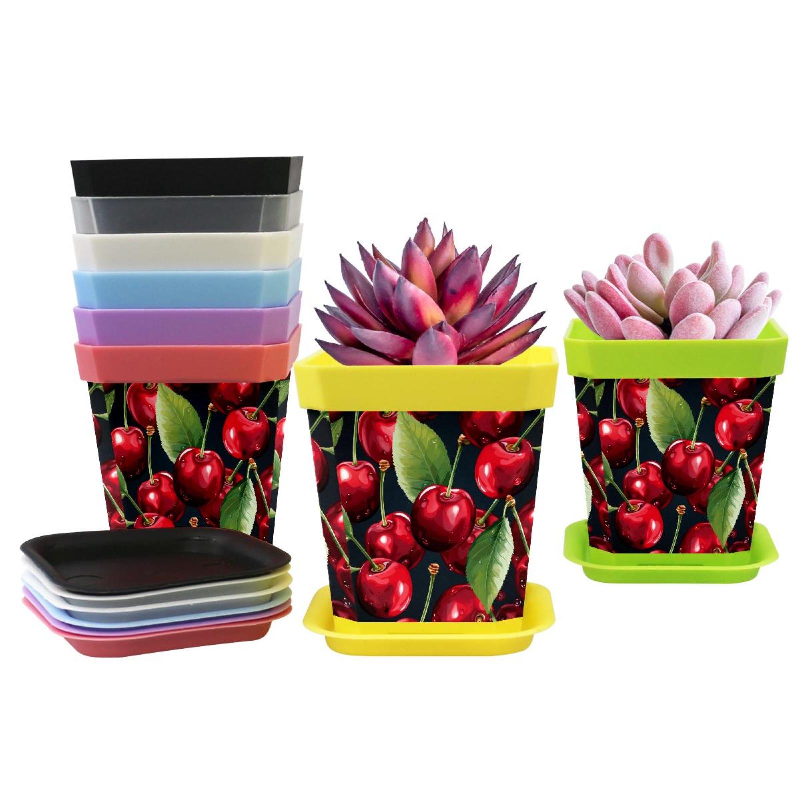 Red Cherry Plant Pots - 2.75x3.14x1.96 in Square Planters with ...