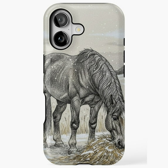 Red Chestnut Horse in Snow Winter Phone Case 17 16 15 14 13 12 11 Pro ...