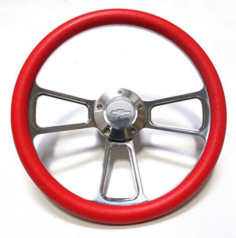 Red Chevy Hot Rod Street Rod Steering Wheel 14" Billet Muscle Style ...