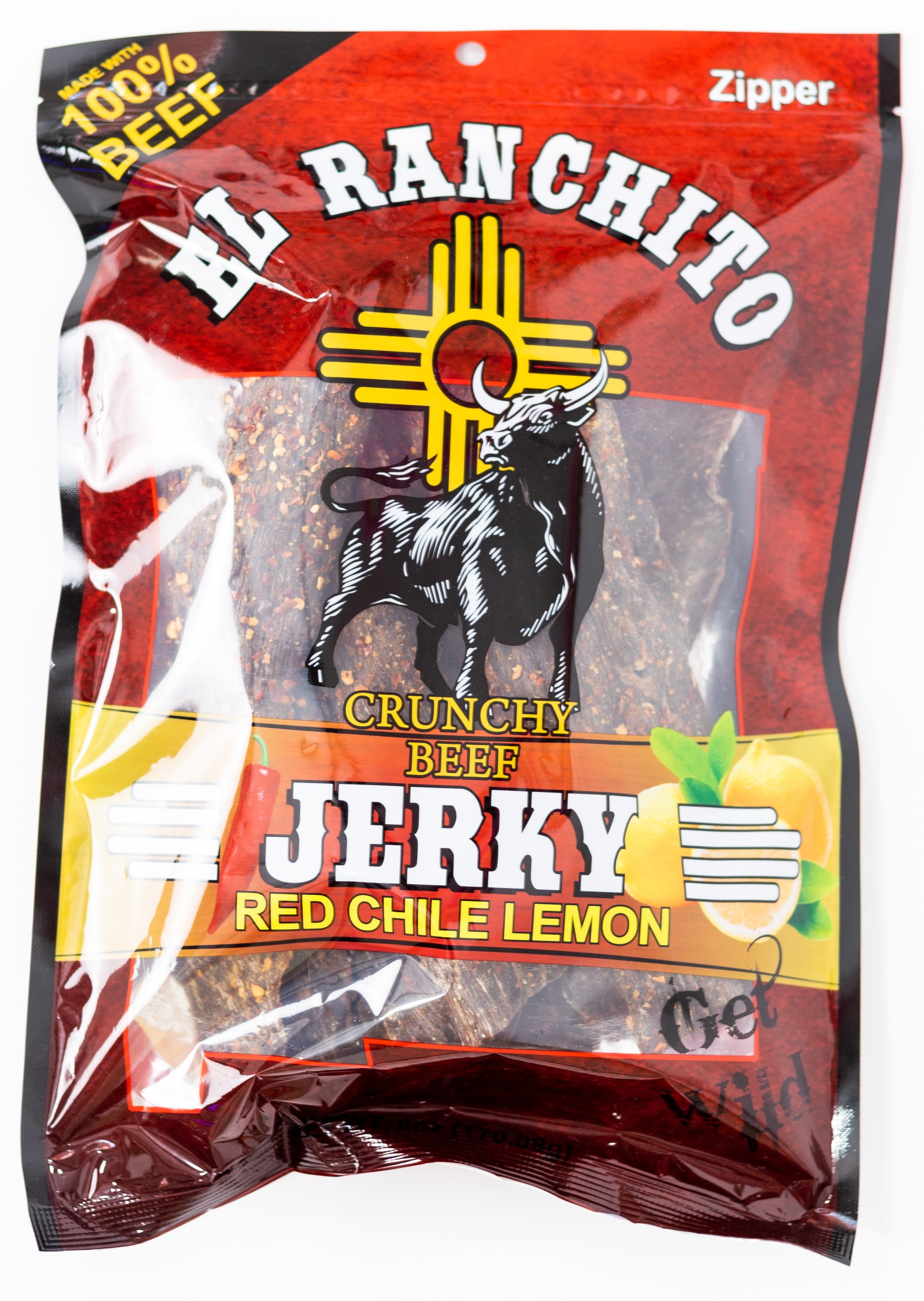 El Ranchito Spicy Red Chile Lemon Crunchy Beef Jerky, 100% Beef, 6 OZ ...