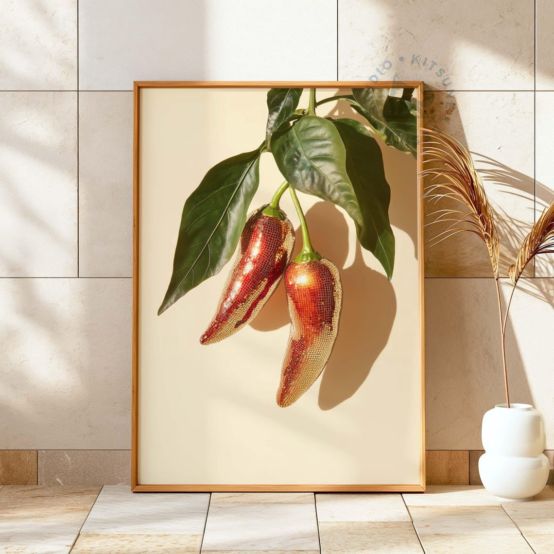 Red Chili Disco Ball Spicy Kitchen Wall Art, Unframed Paper Print Size ...