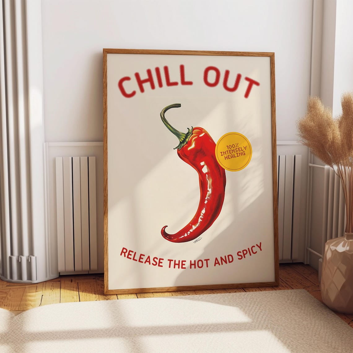 Red Chili Pepper Chill Out Posterspicy Humor Kitchen Wall Artbotanical ...