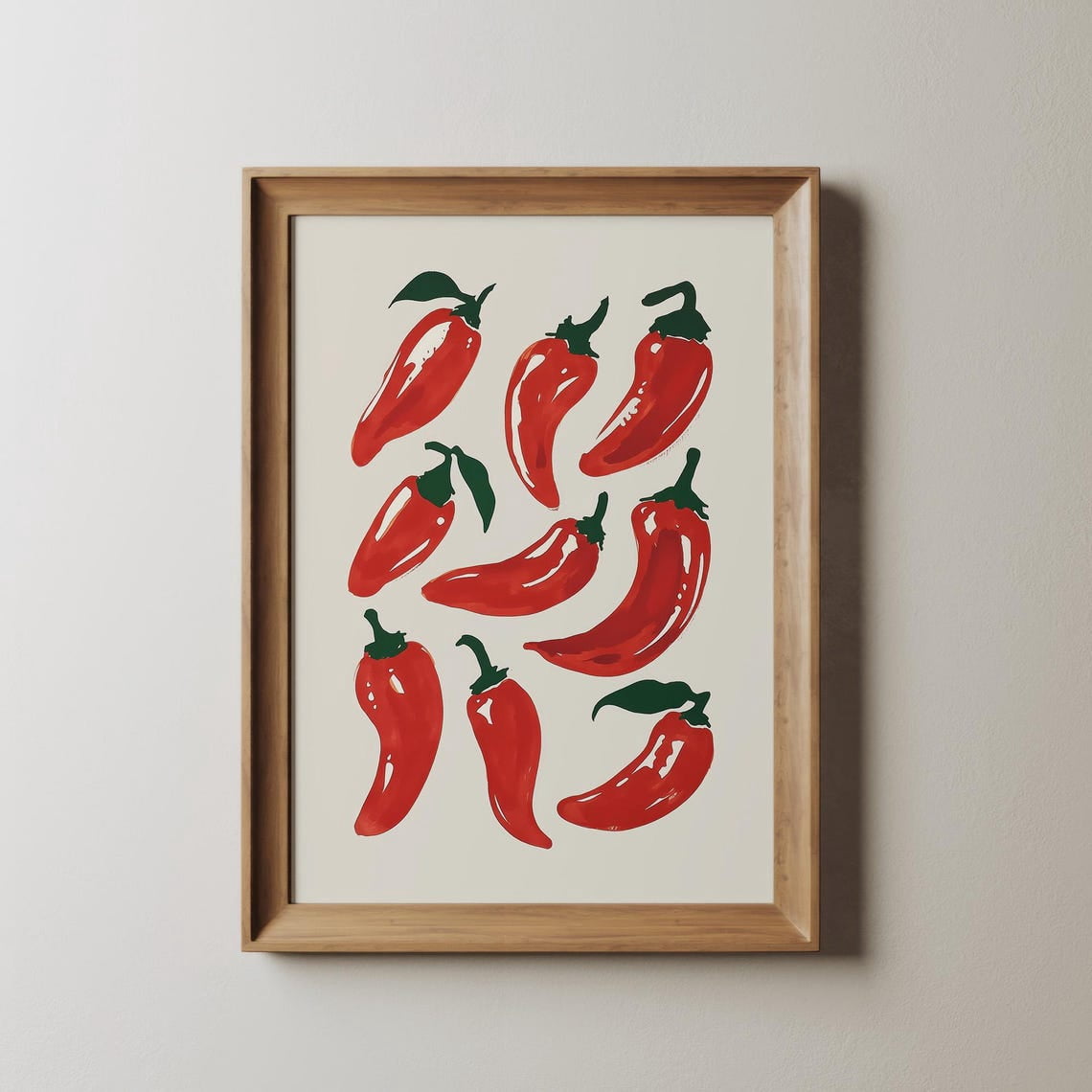 Red Chili Pepper Poster Spicy Kitchen Wall Art Modern Farmhouse Decor ...