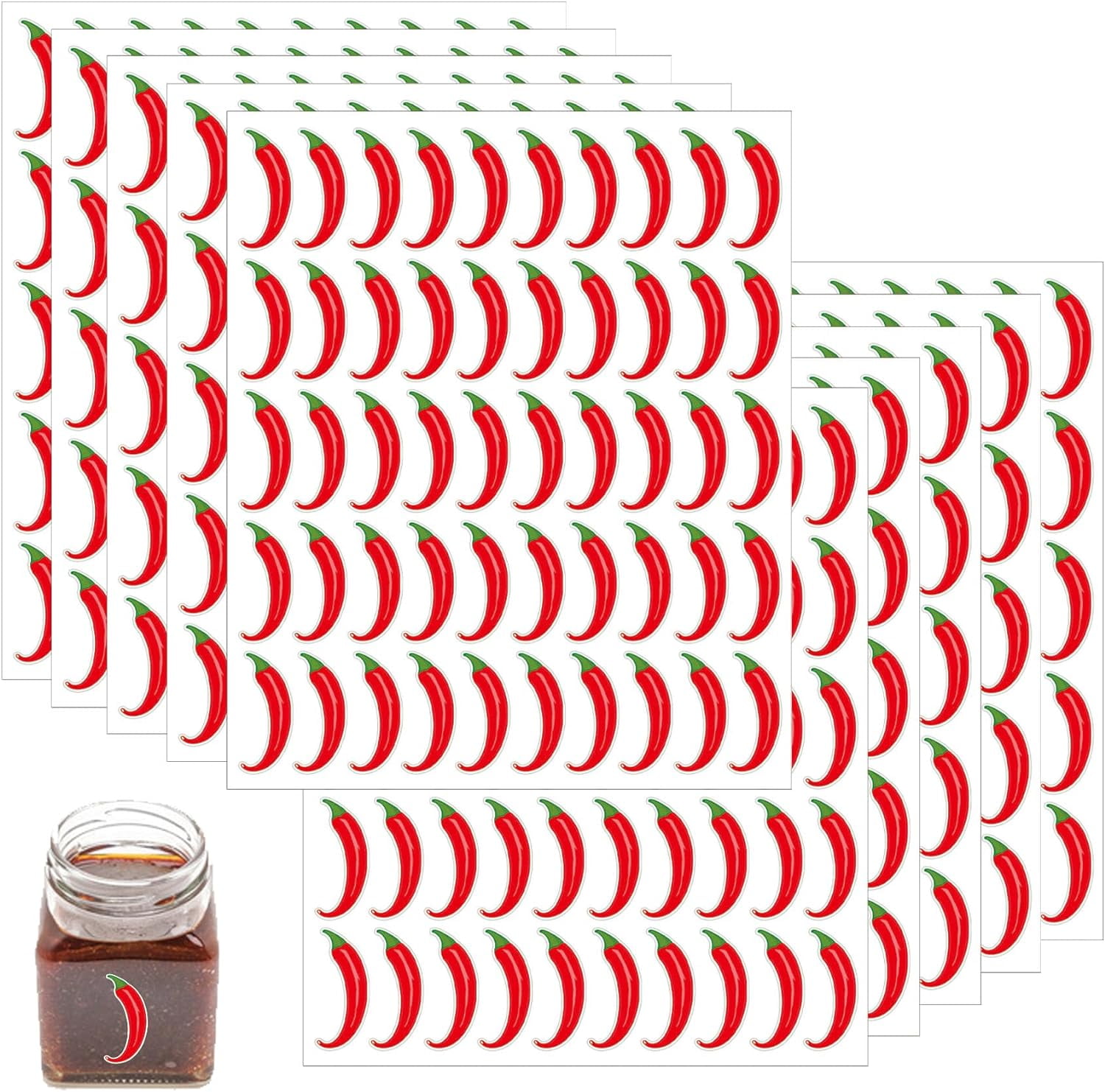 Red Chili Pepper Stickers Self Adhesive Spicy Level Indicator Labels 0 ...
