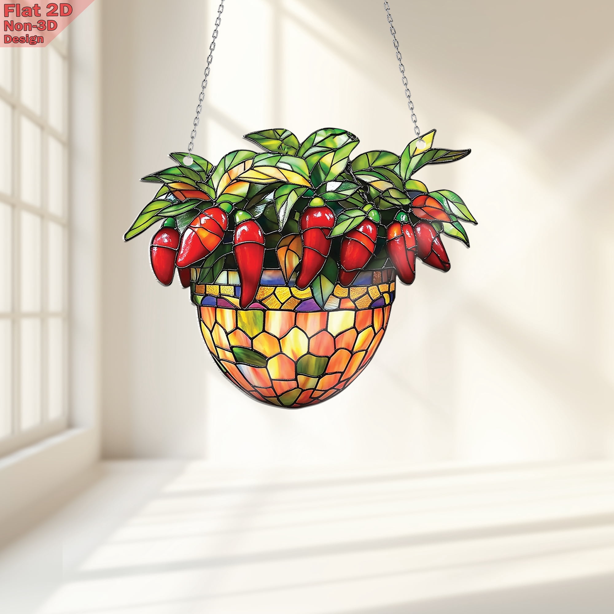 Red Chili Pepper Window Hanging Acrylic Decor, Flat 2D Sun Catcher ...