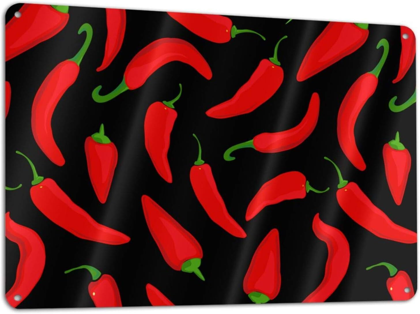 Red Chilli Peppers On Black Tin Signs Wall Decor for Bars,Restaurants ...