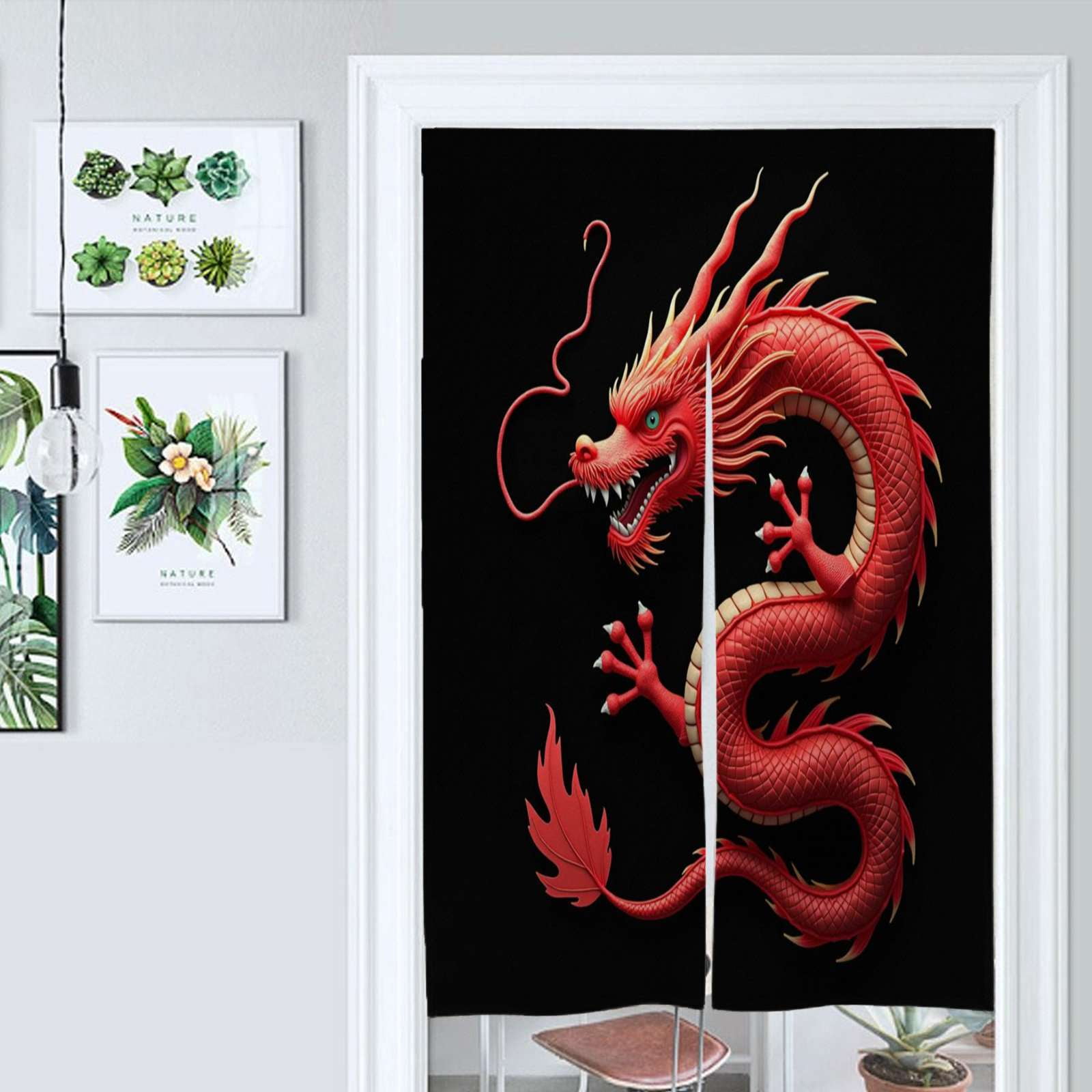 Red Chinese Dragon Design Door Curtain Nordic Living Room DoorCurtain ...