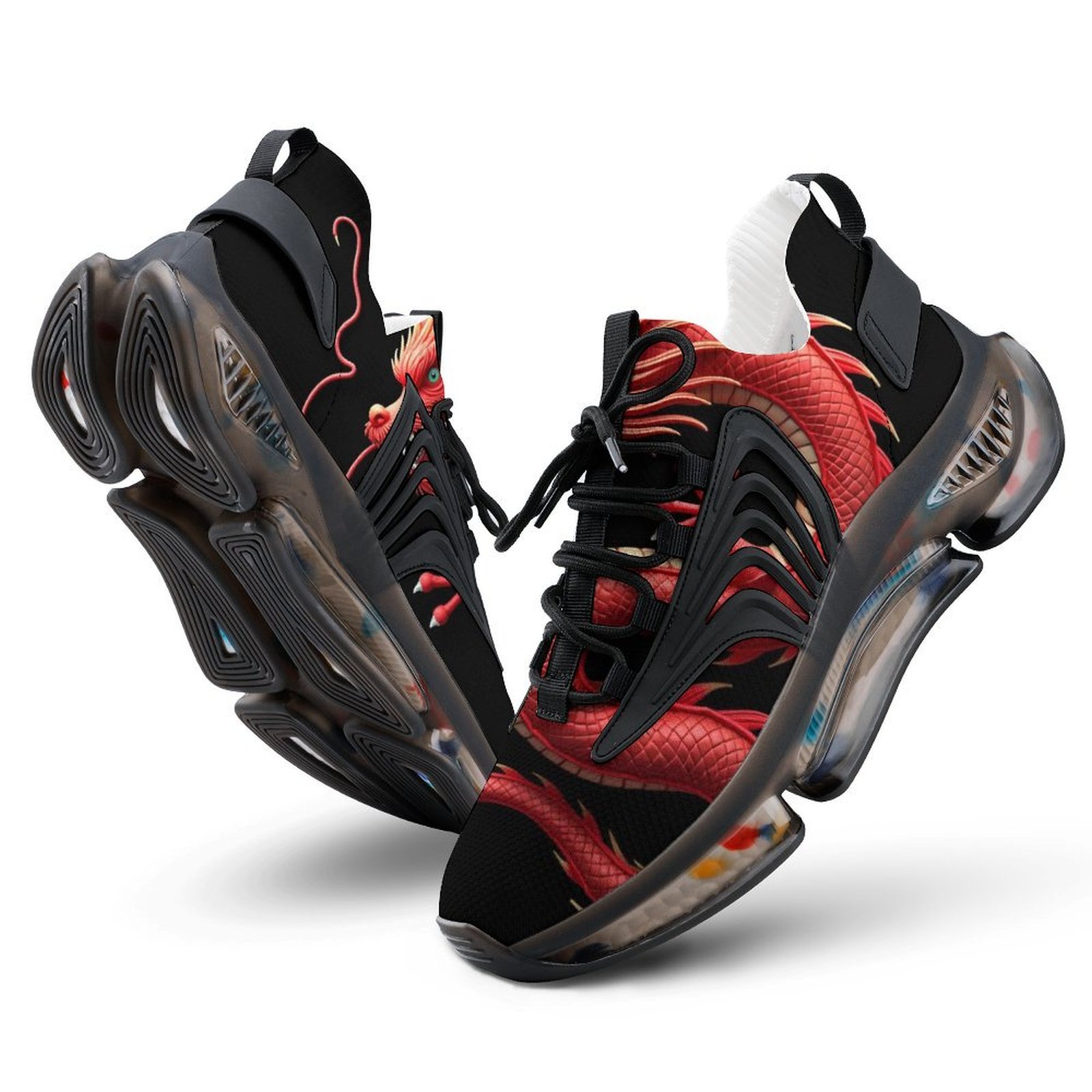 Red Chinese Dragon Design Walking Shoes for Men Woman Lightweight ...