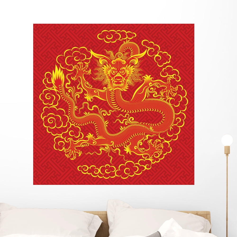 Red Chinese Dragon Wall Mural by Wallmonkeys Peel and Stick Graphic (36 ...