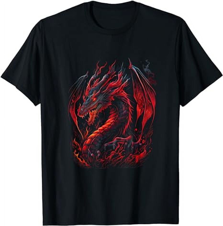Red Chinese Firedrake Dragon - Dragon Print Art Wear T-Shirt - Walmart.com