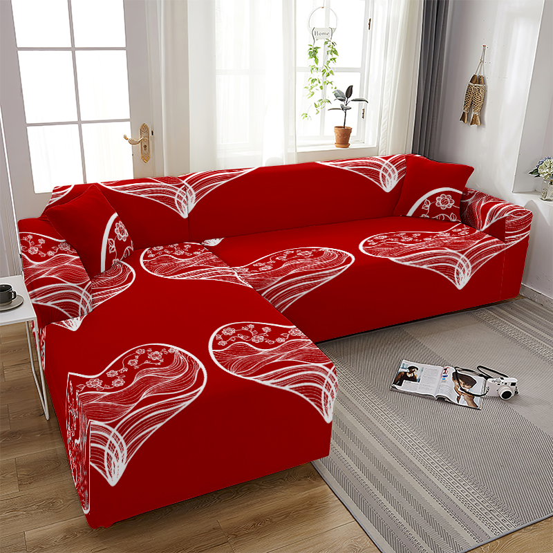 Red Chinese Style Slipcovers Stretch Sofa Covers for Living Room ...