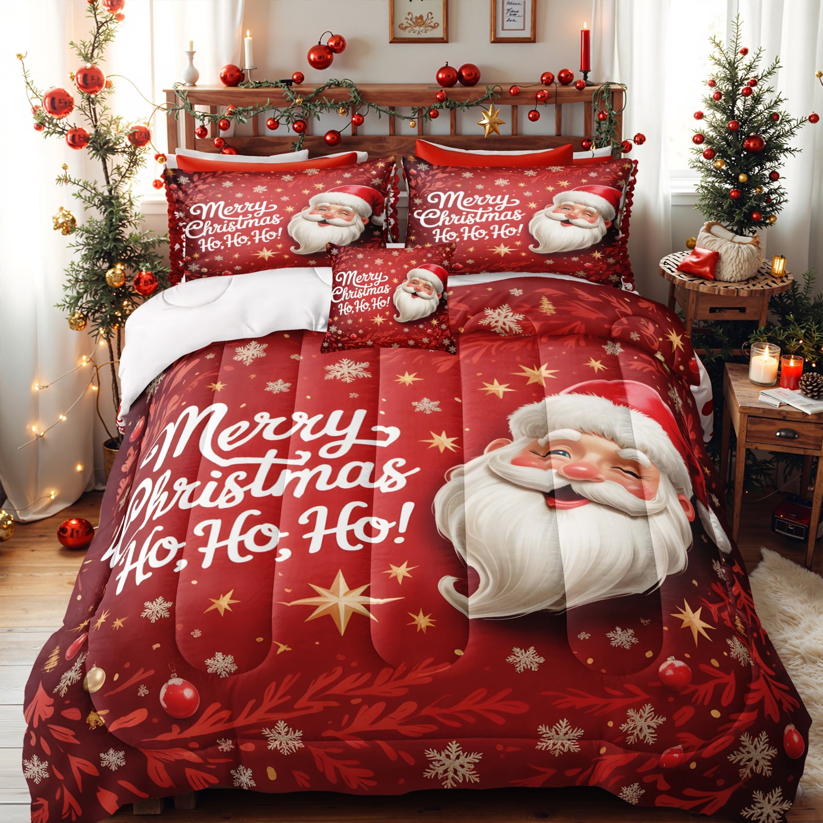Red Christmas Bedding Comforter Santa Claus Comforter Set Green Red ...