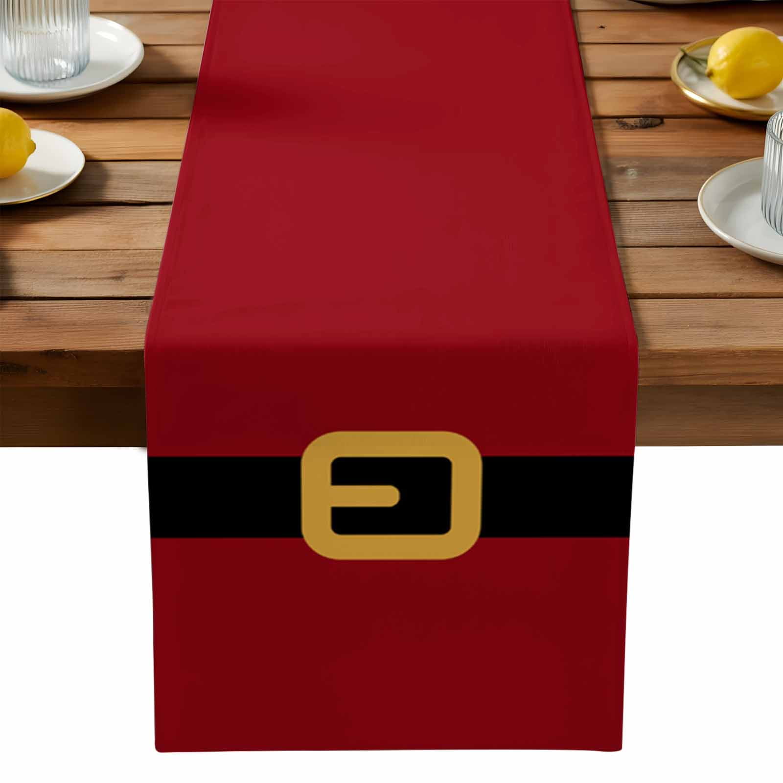 Red Christmas Belt Table Runner, Vintage Santa Claus Cotton Linen ...