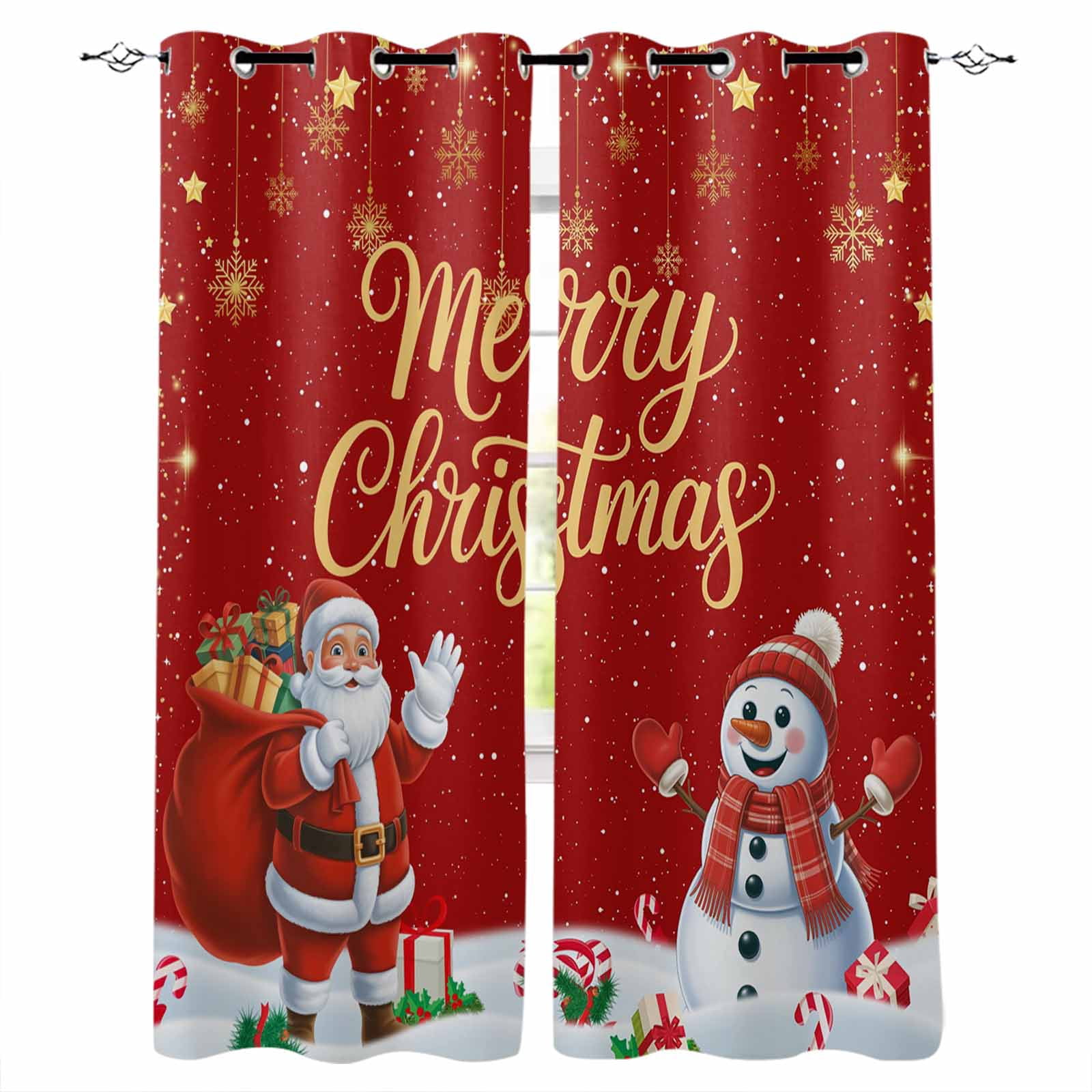 Red Christmas Blackout Curtains 54 Inch Length 2 Panels Set for Living ...