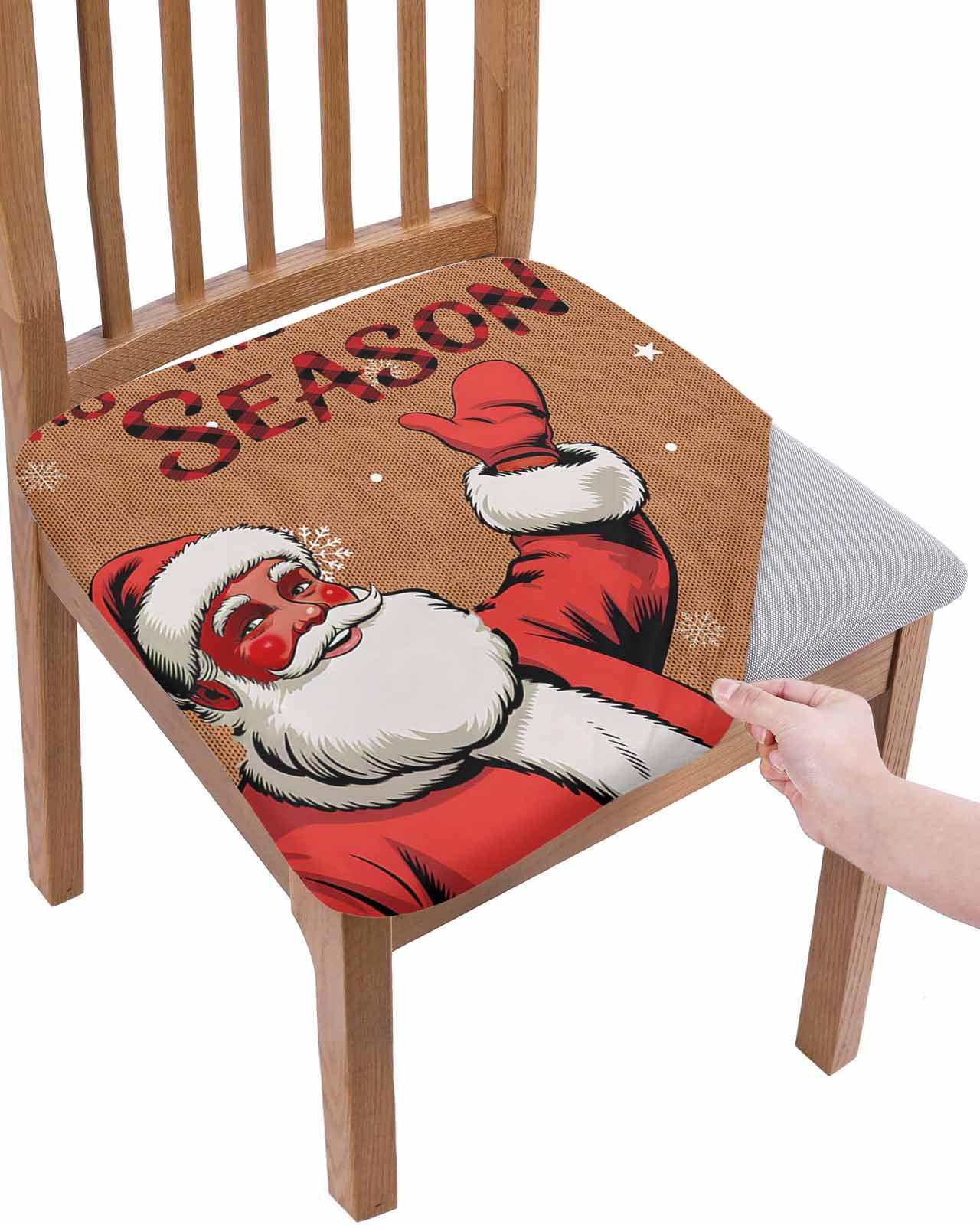 Red Christmas Chair Seat Covers for Dining Room Stretch Chair Seat ...