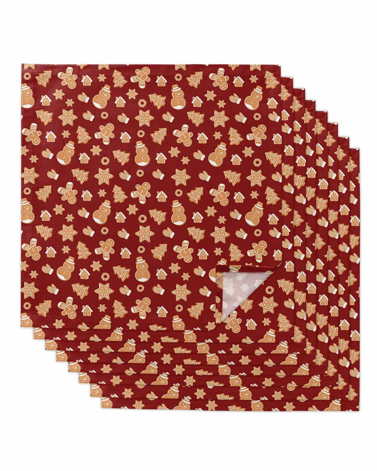 Red Christmas Cloth Napkins Set of 8 Reusable Dinner Napkins, Xmas ...