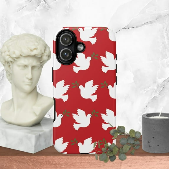 Red Christmas Dove Minimalist Holiday Phone Case 17 16 15 14 13 12 11 ...