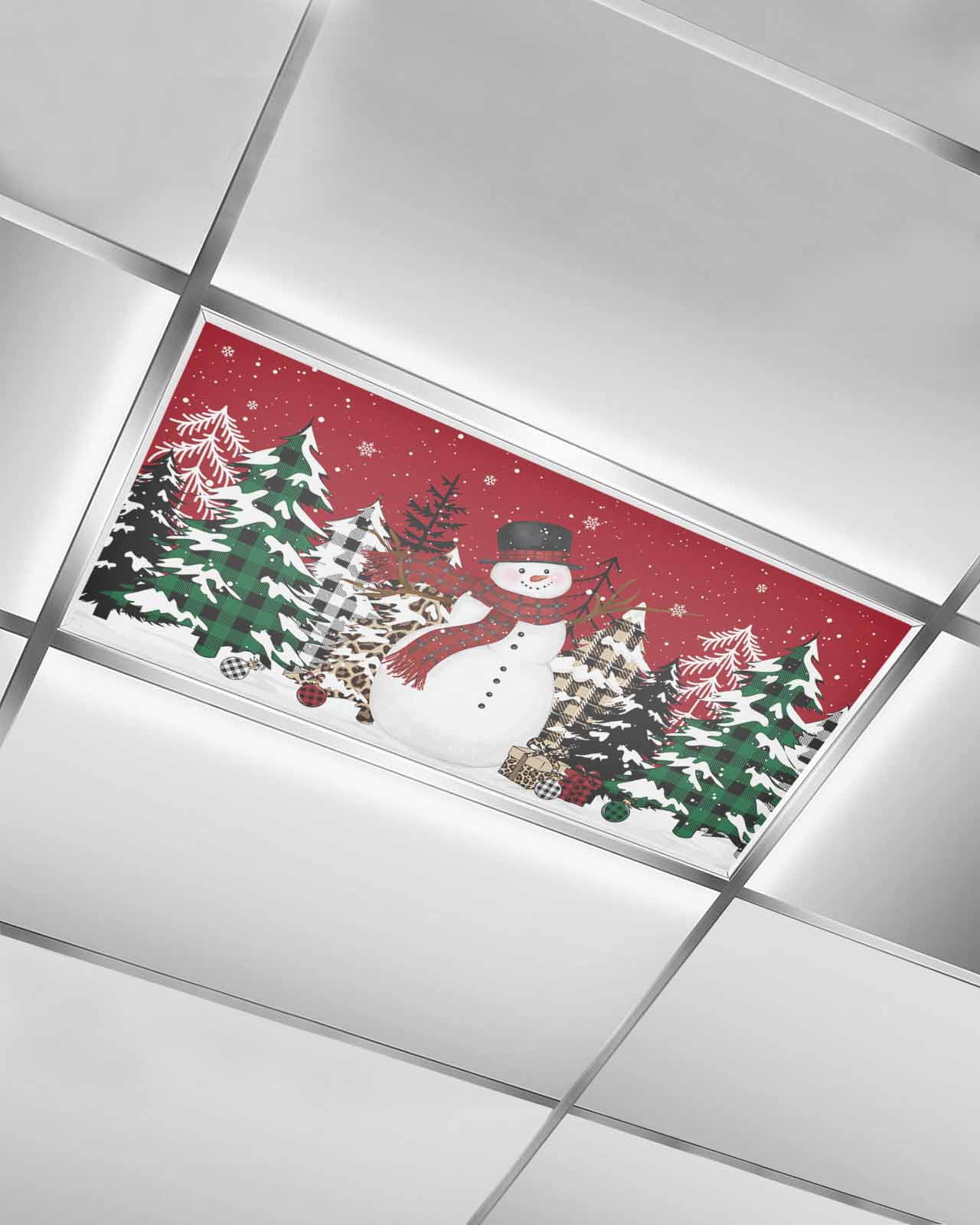 Red Christmas Fluorescent Light Covers for Ceiling Lights 4x2 feet, 1 ...