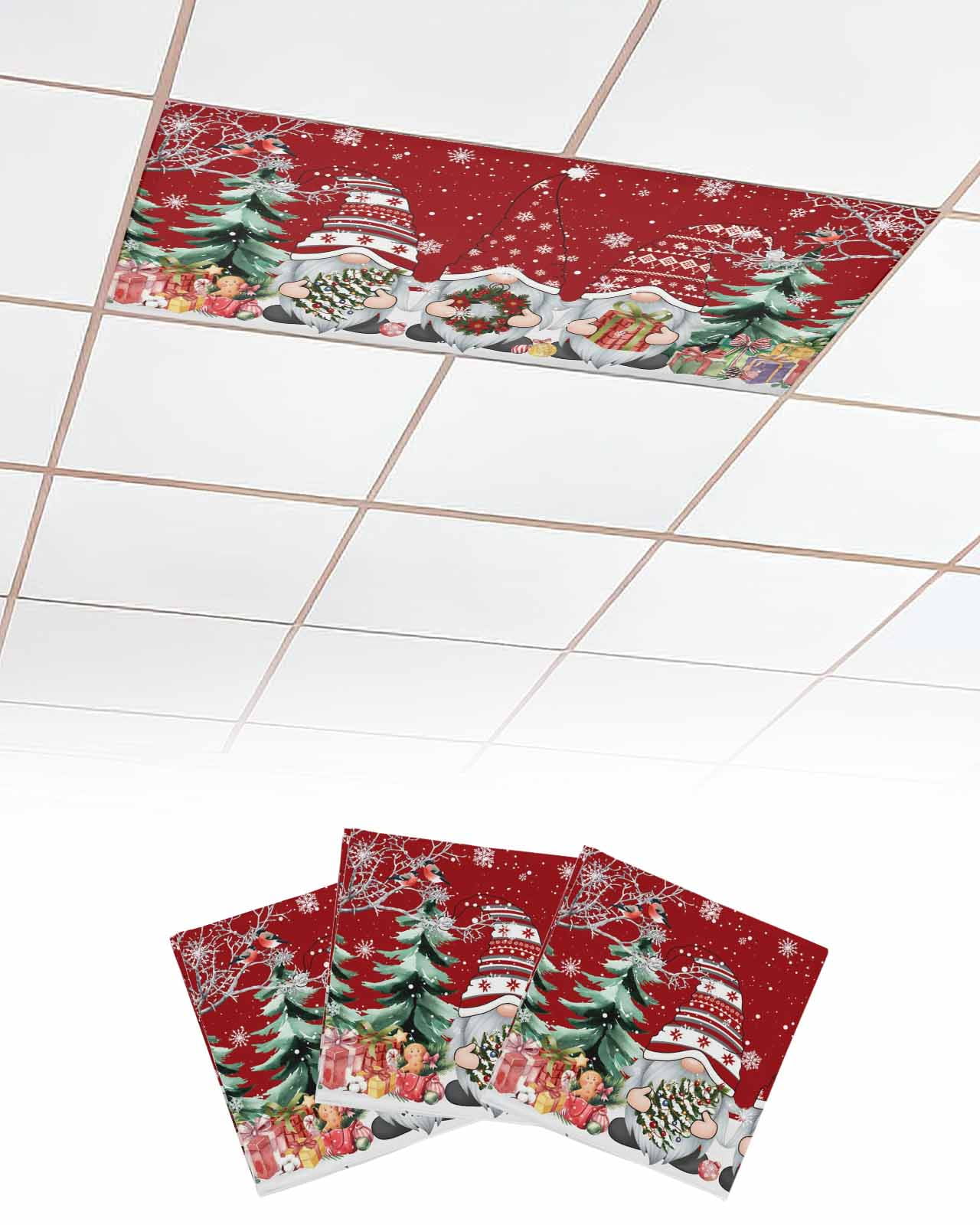 Red Christmas Fluorescent Light Covers for Ceiling Lights 4x2 feet,3 ...