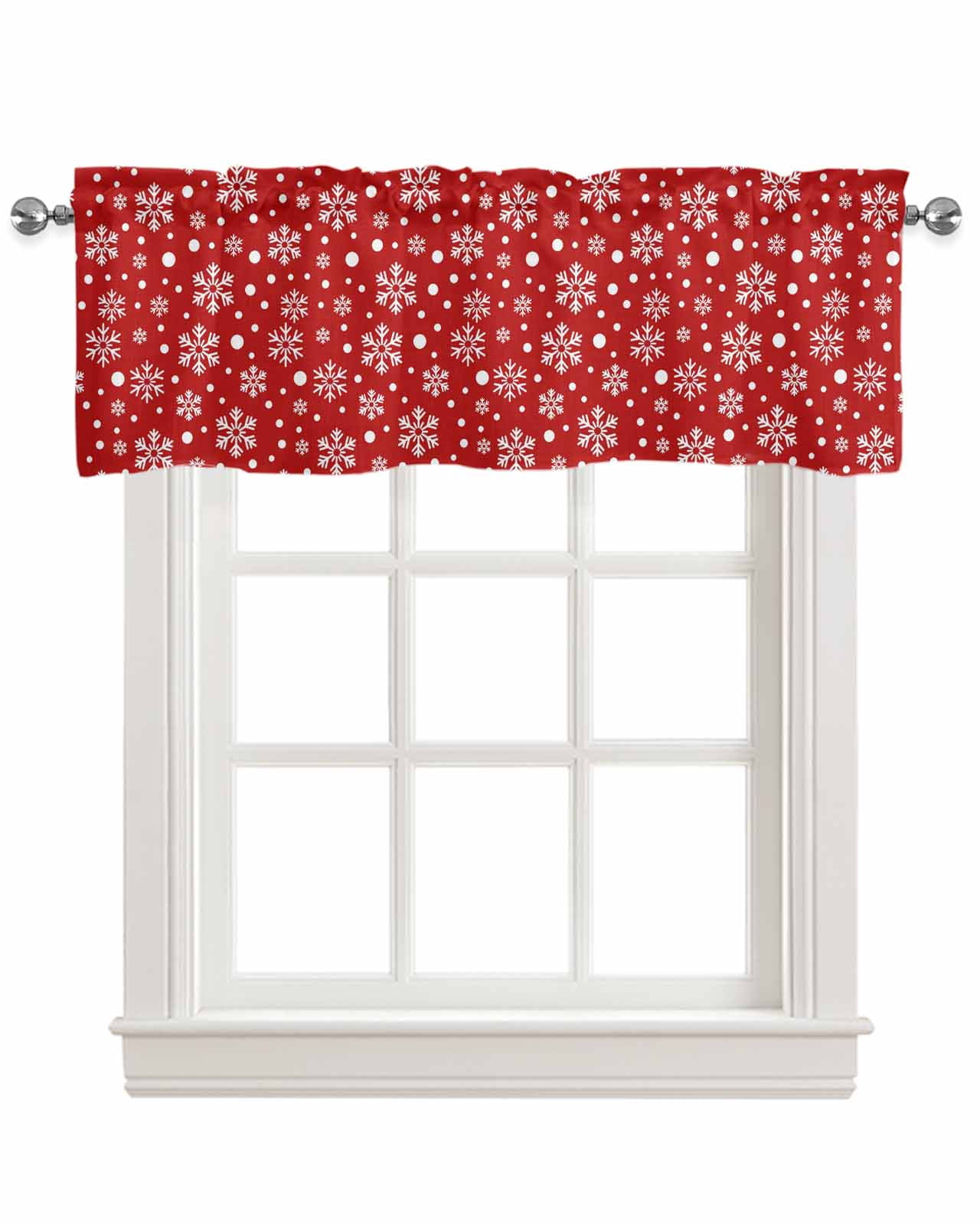 Red Christmas Kitchen Valances for Windows Farmhouse Linen Window ...