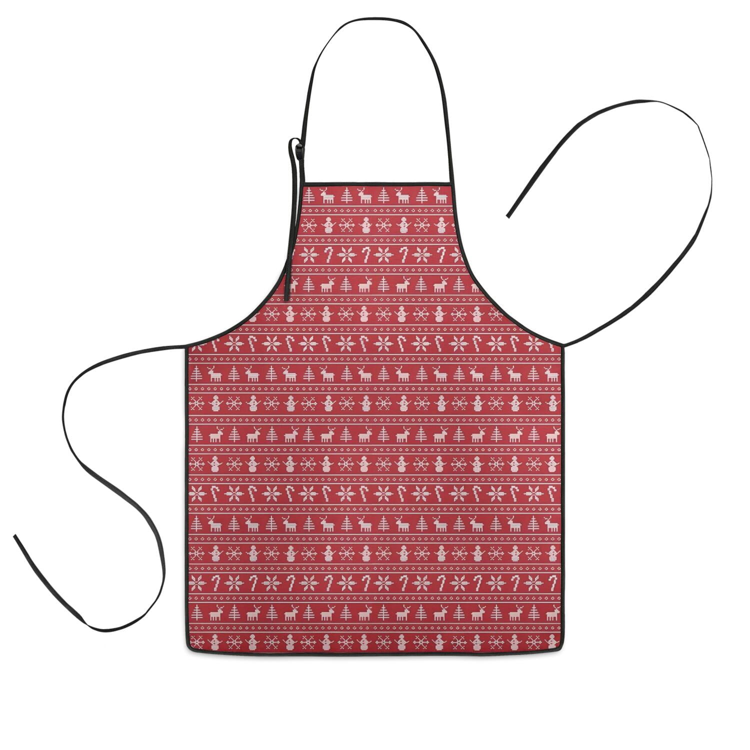 Red Christmas Knitted Pattern Kids Aprons for Girls and Boys,Adjustable ...