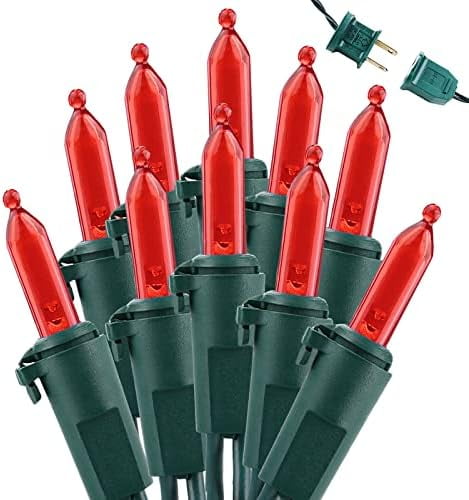 Red Christmas Lights, 33ft 100 LED Connectable Christmas String Light ...