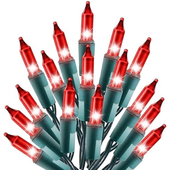 Red Christmas Lights Green Wire 20.6 Feet Long String Lights Set for ...